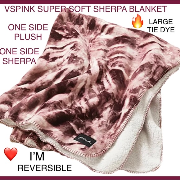 PINK Victoria's Secret | Other | Nwt Pink Vs Tie Dye Sherpa Blanket ...